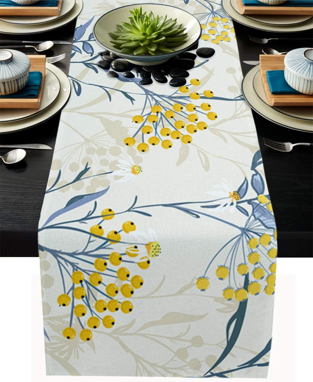 Amazon.com: Greeeen Cotton Linen Table Runner 13 x 90 inch Vintage ...