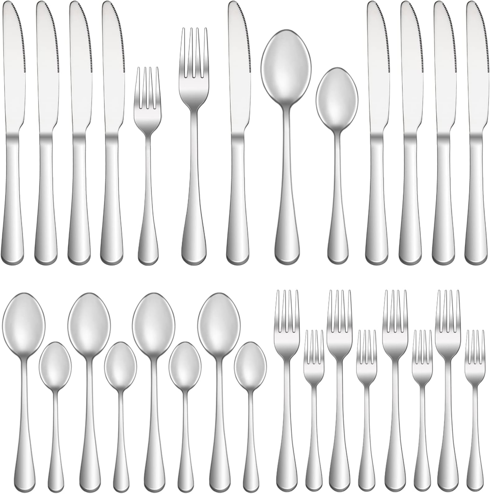 Amazon.com | 20-Piece Stainless Steel Silverware Set - Kitchen Utensils ...