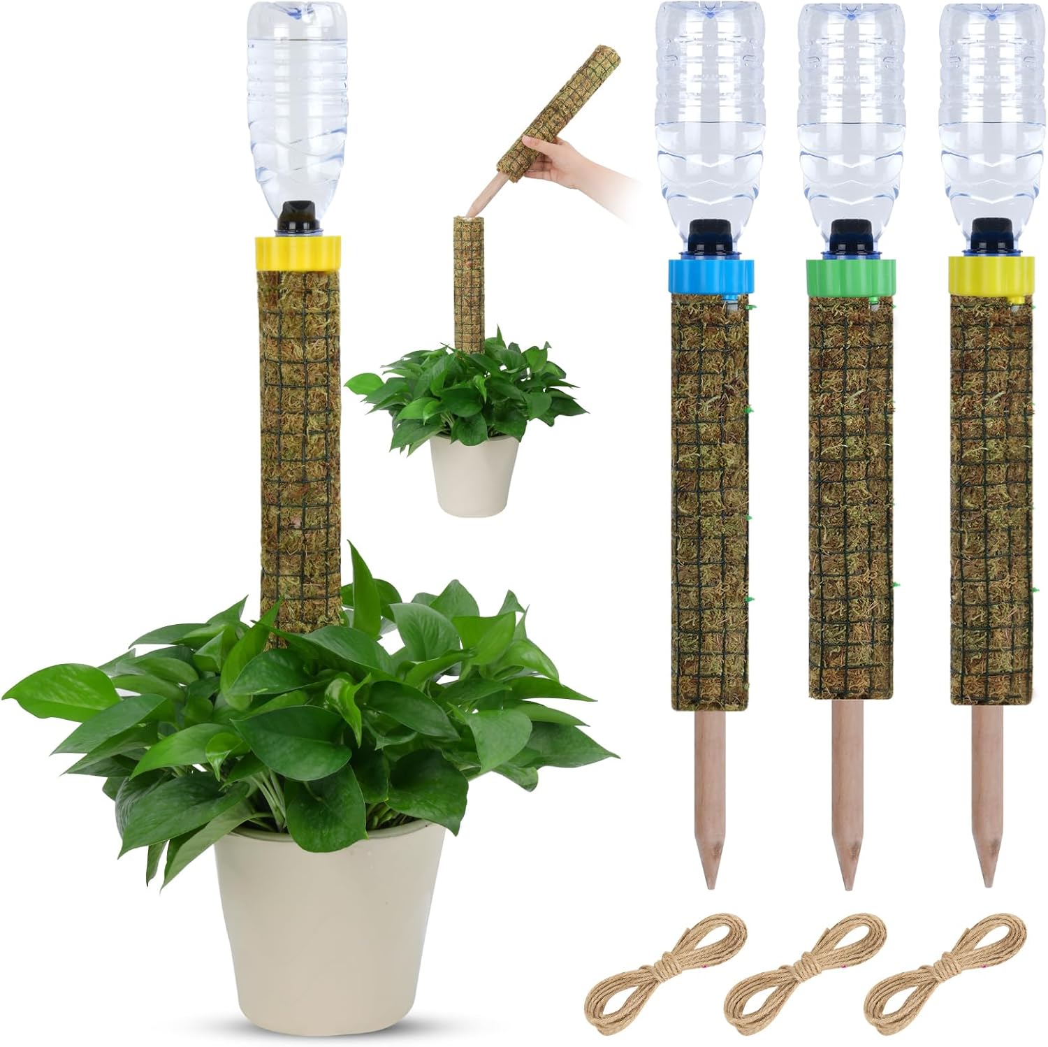 Amazon.com : HuiPoLii Self Watering Moss Pole with 3pcs Self Watering ...