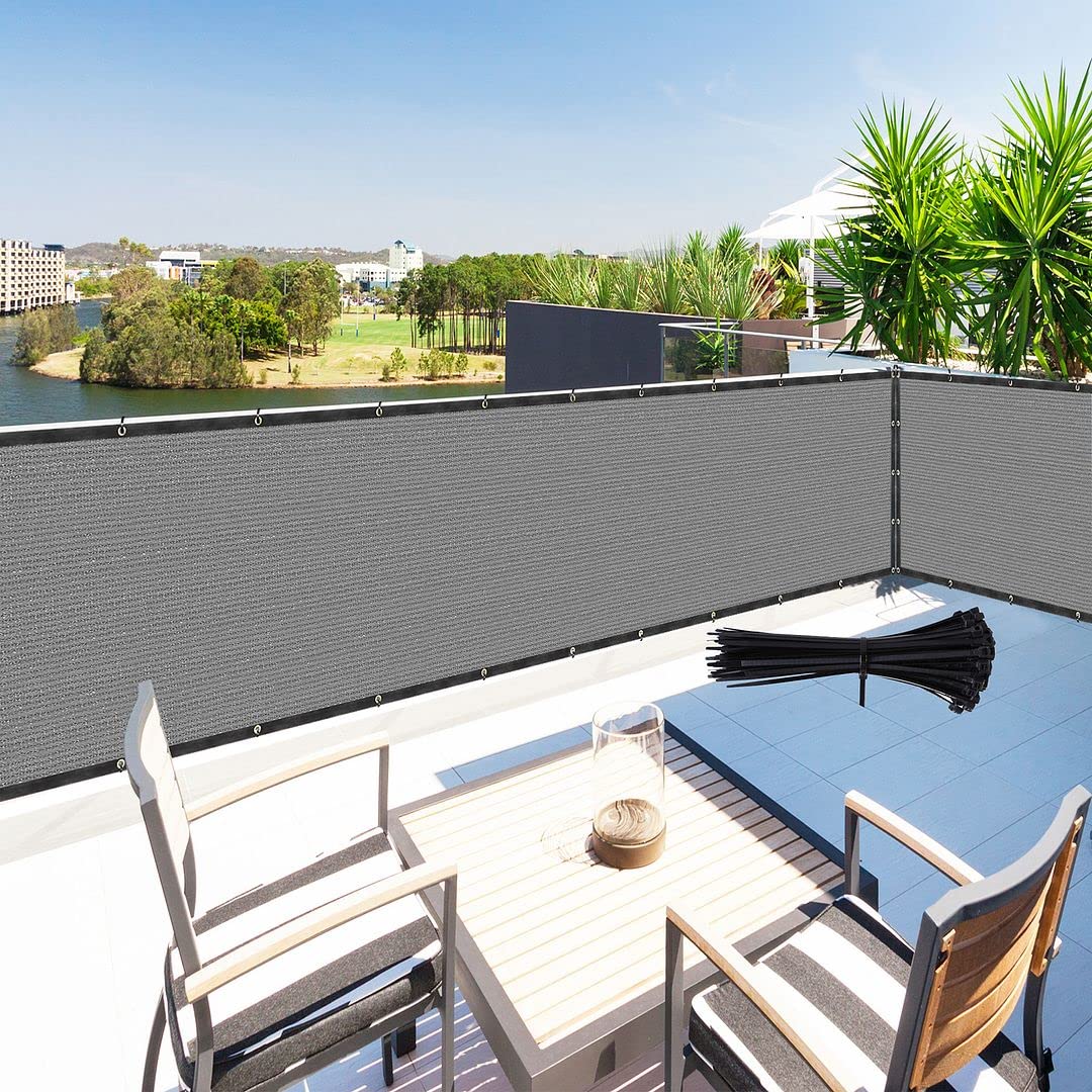Buy Houssity Zip Cable Ties and Grey 3' x 10' Balcony Deck Fence ...