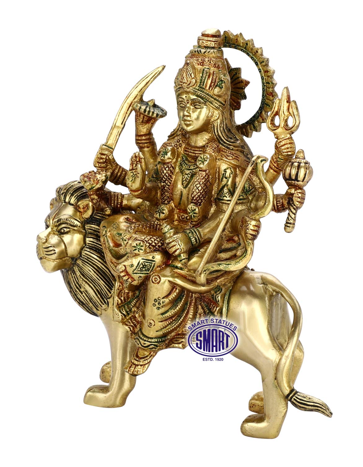 Buy Brass Goddess Maa Durga Devi Idol 9 Inches Sherawali MATA Rani ...