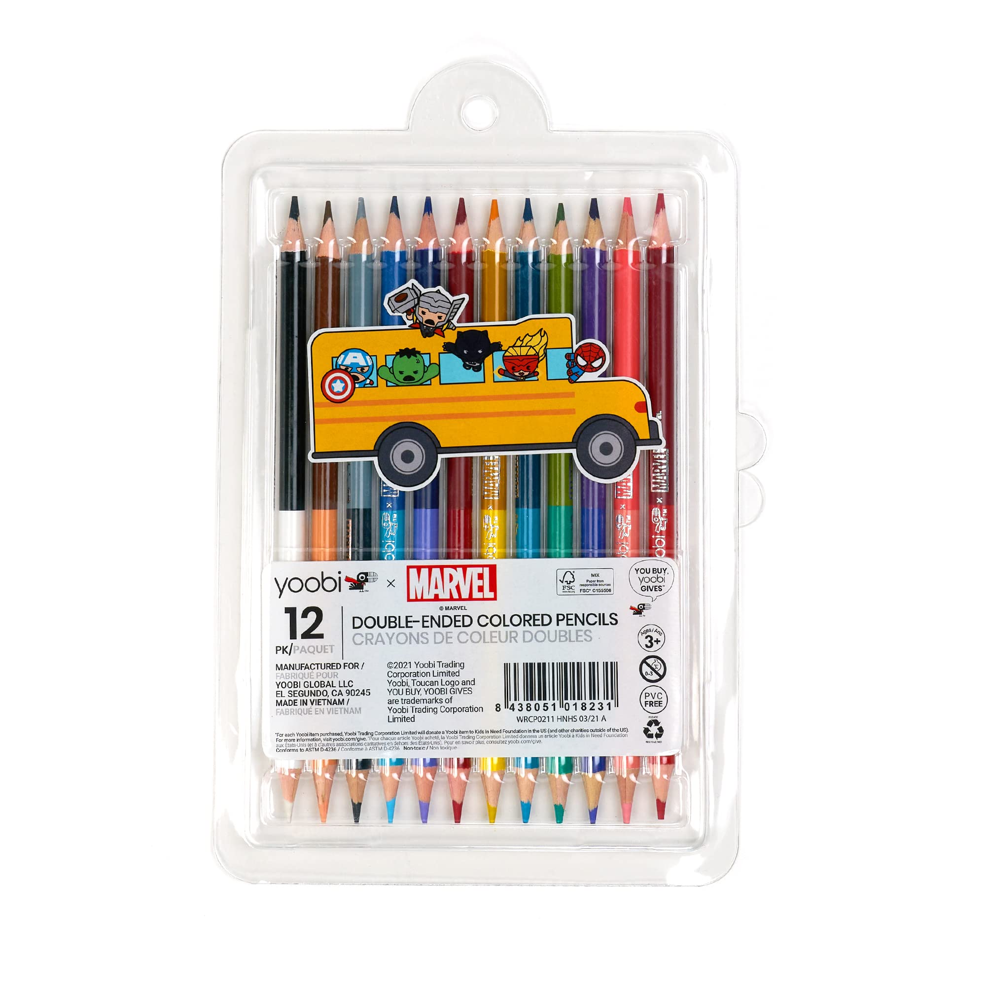 Snapklik.com : Yoobi X Marvel Avengers Colored Pencils Set