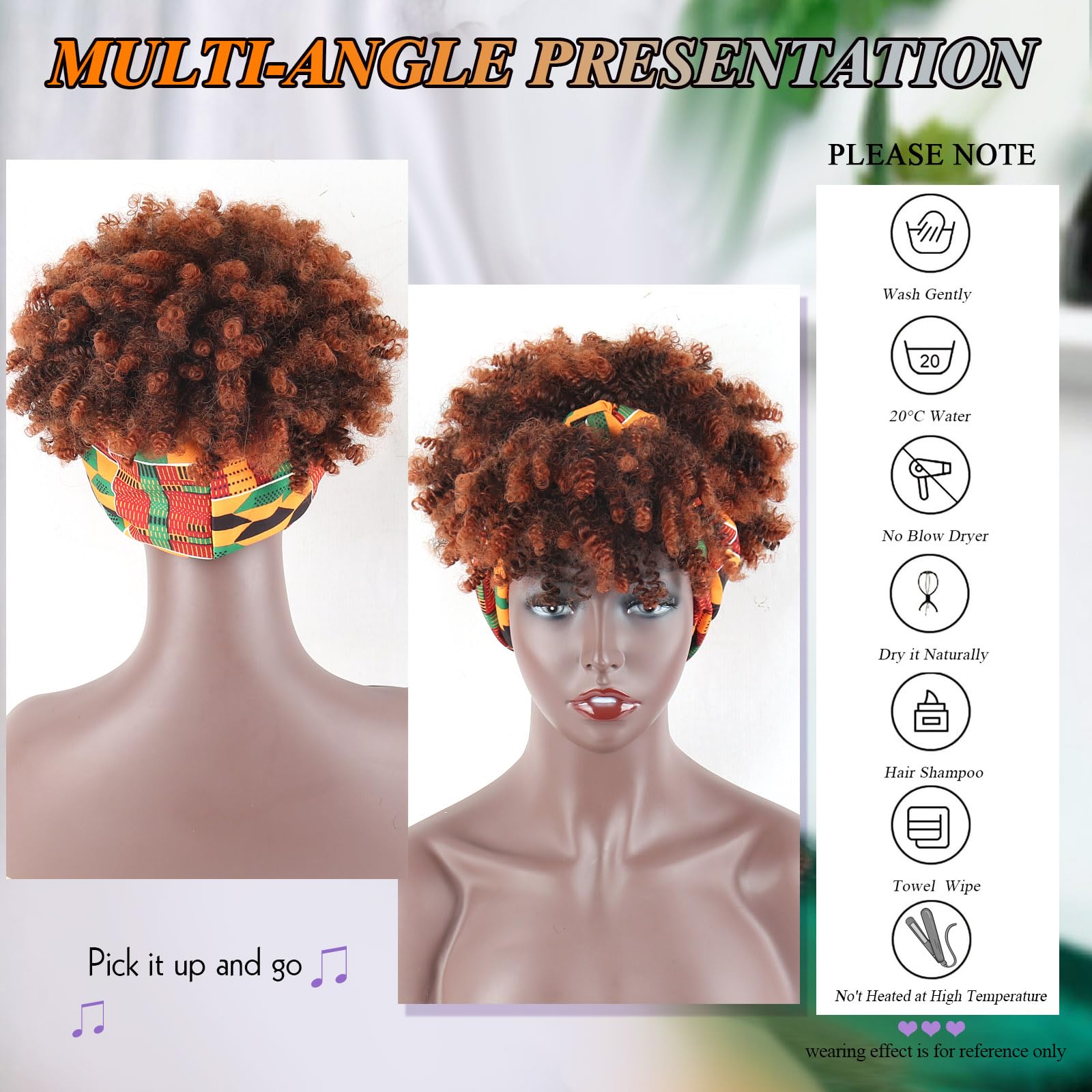 Snapklik.com : LEOSA Kinky Curly Wigs For Black Women Head Wrap Wigs 2 ...