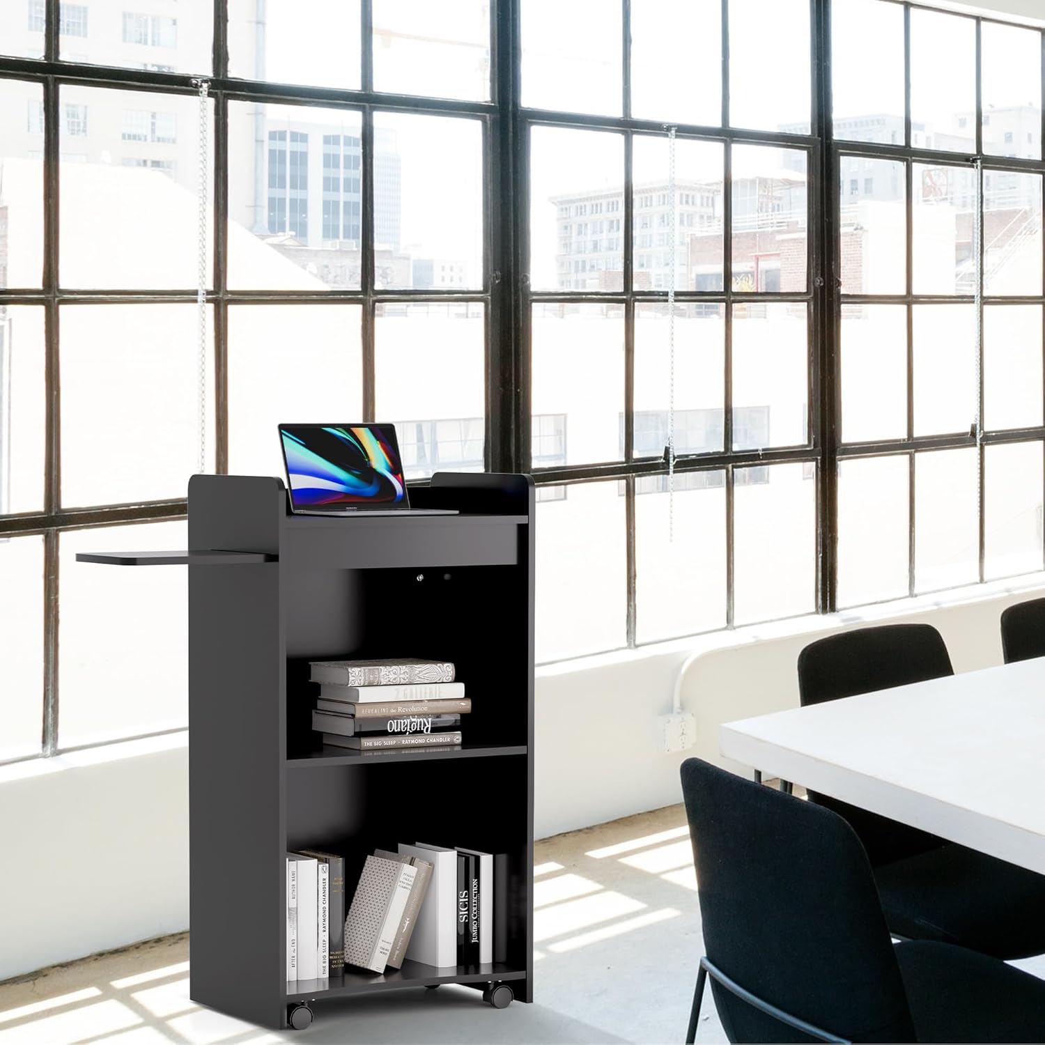 Portable Podium Stand Wheeled Lectern with Storage Australia | Ubuy