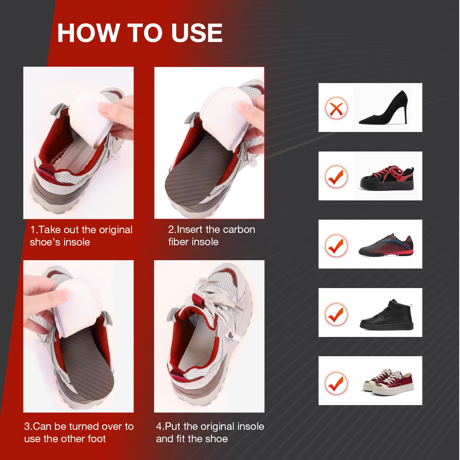 Snapklik.com : Carbon Fiber Insole 1PC, Carbon Fiber Foot Plate For ...