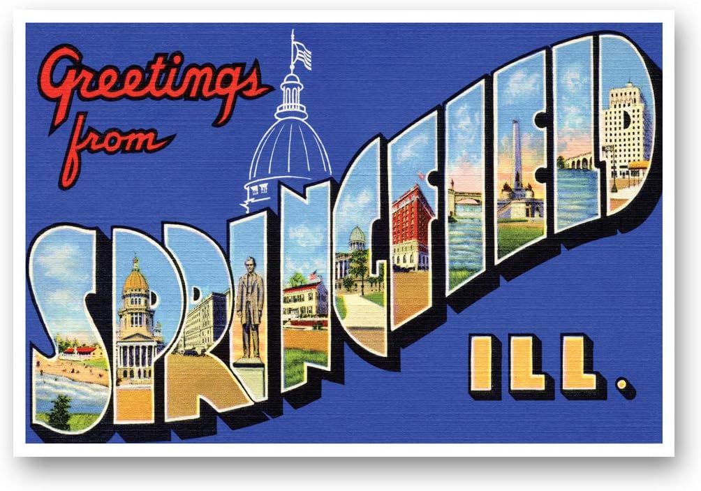 Amazon.com : GREETINGS FROM SPRINGFIELD, IL vintage reprint postcard ...