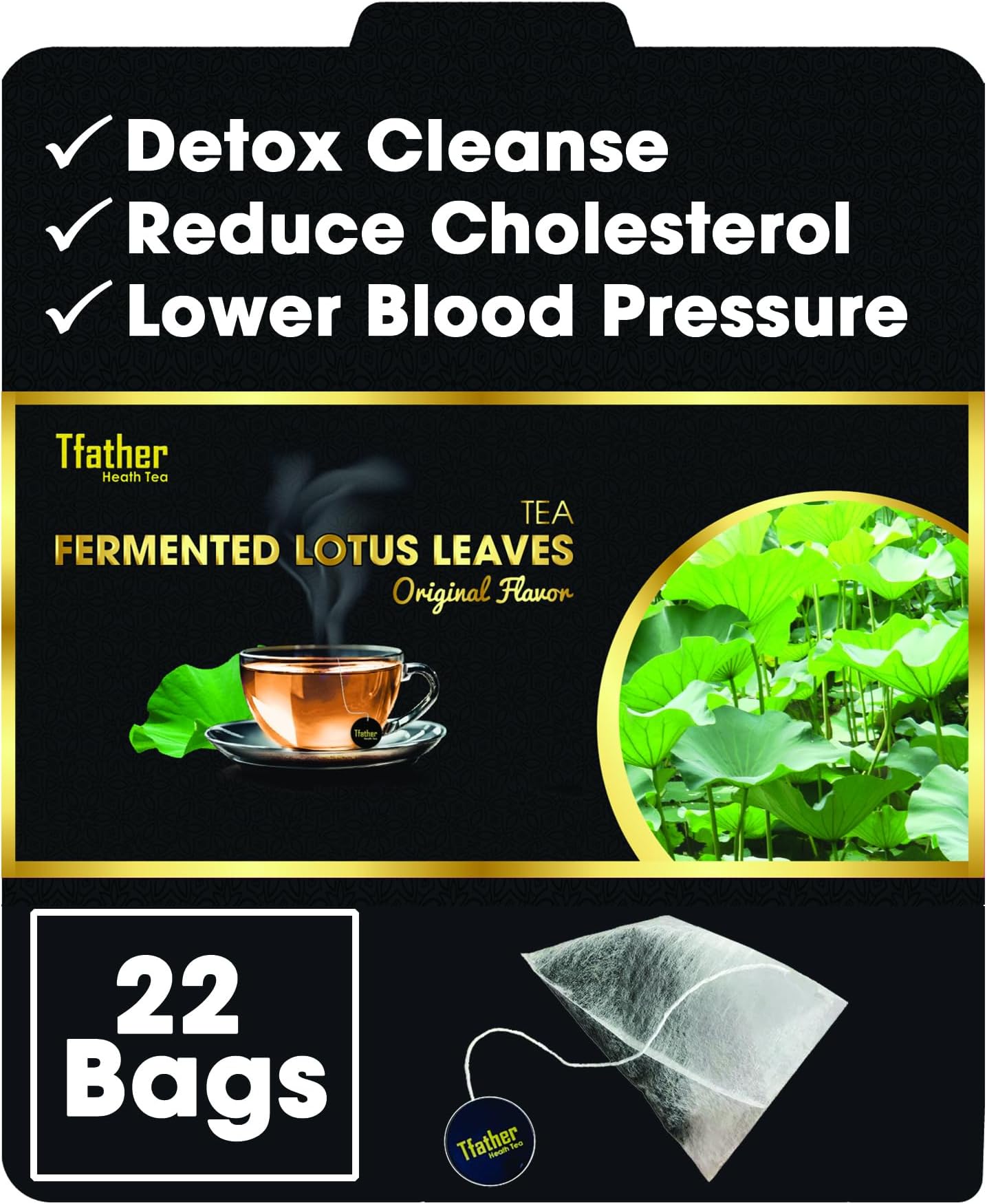 Amazon.com : TFATHER – 22 Fermented Lotus Leaves Tea Bags – Detox ...
