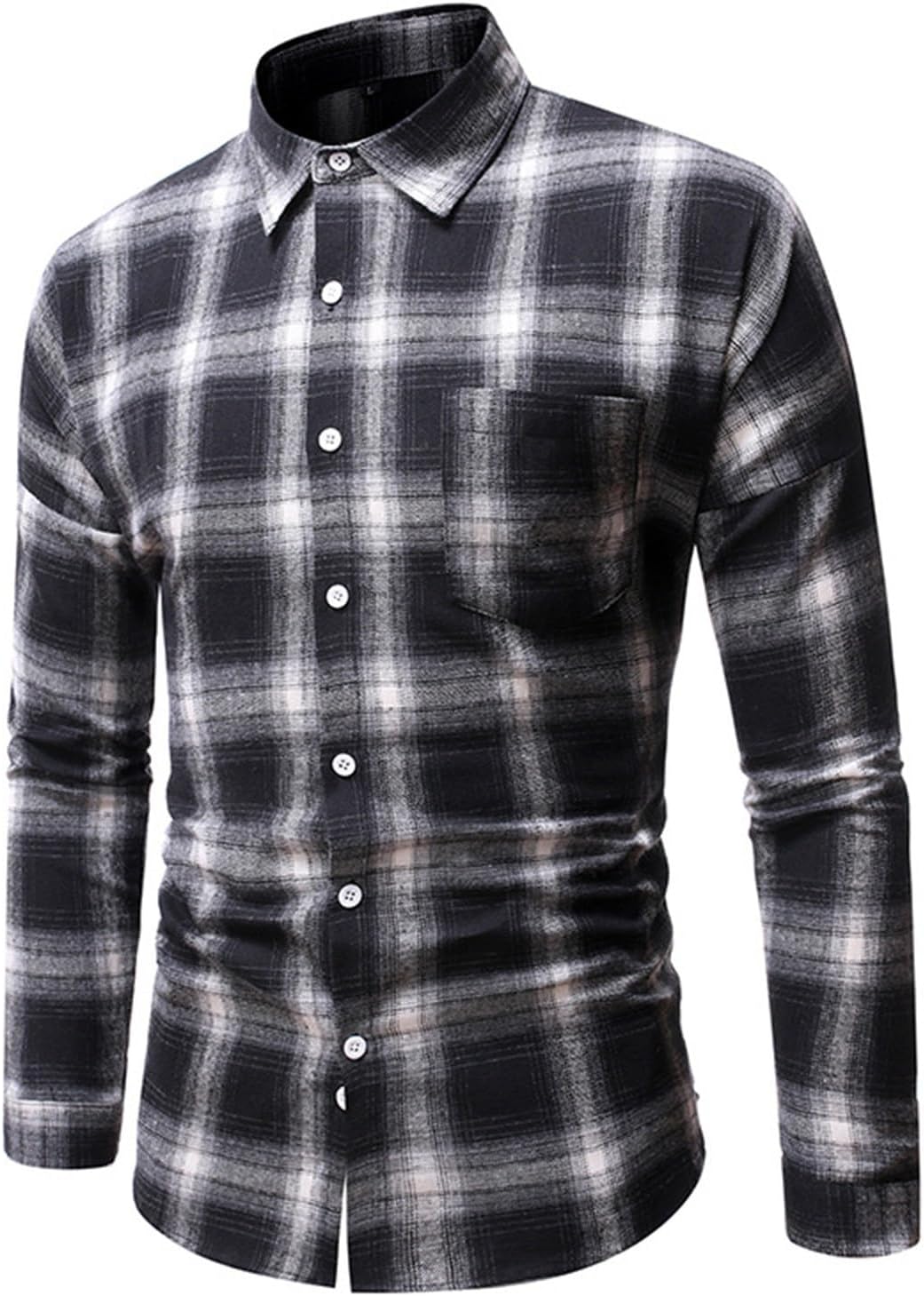 Amazon.com: Flannel Shirt for Men, Men's Long Sleeve Plaid Button Down ...