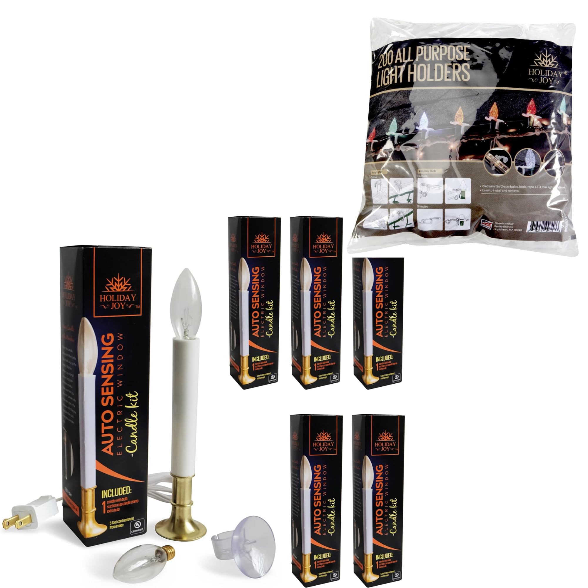 Amazon.com: Holiday Joy Window Candles Kit 6 Packs + 200pcs Christmas ...