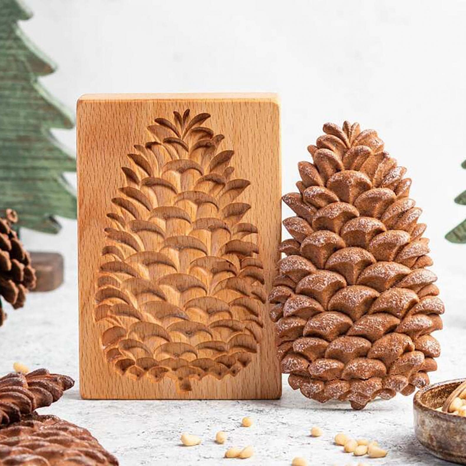 Amazon.com: 12 Pcs Christmas Wooden Cookie Molds Gingerbread Baking ...