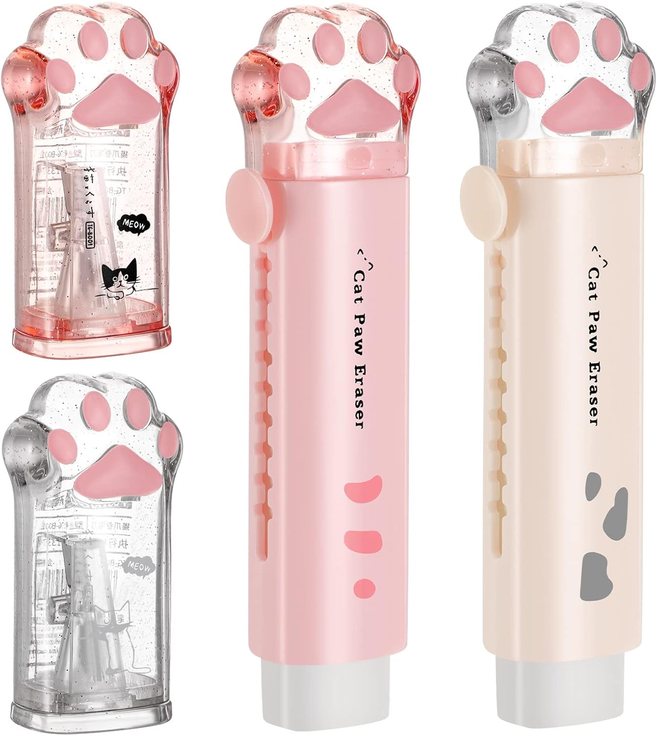 4 Pcs Cute Cat Paw Kawaii School Supplies Cute Cat Paw Pencil Sharpener ...