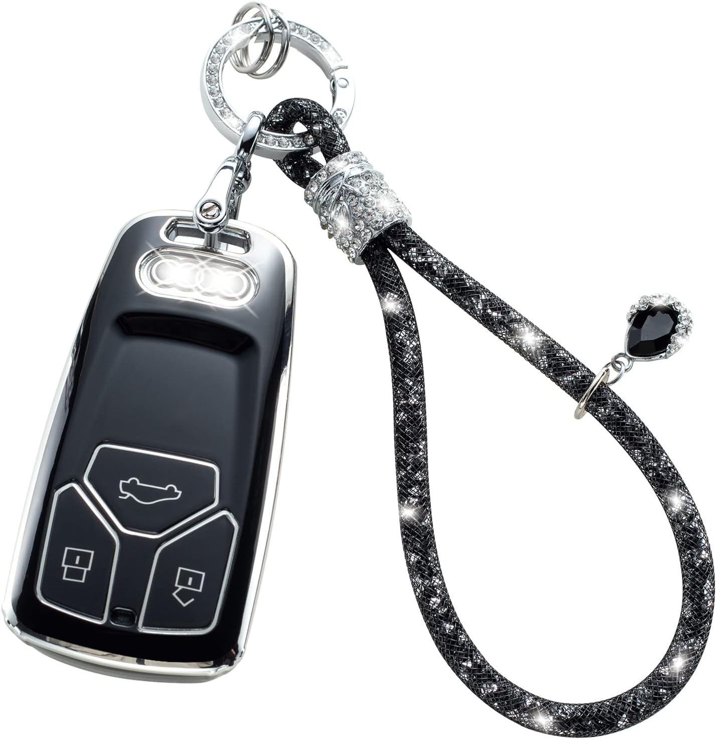 Amazon.com: COXTOBRH for Audi Key Fob Cover with Crystal Car Keychain ...