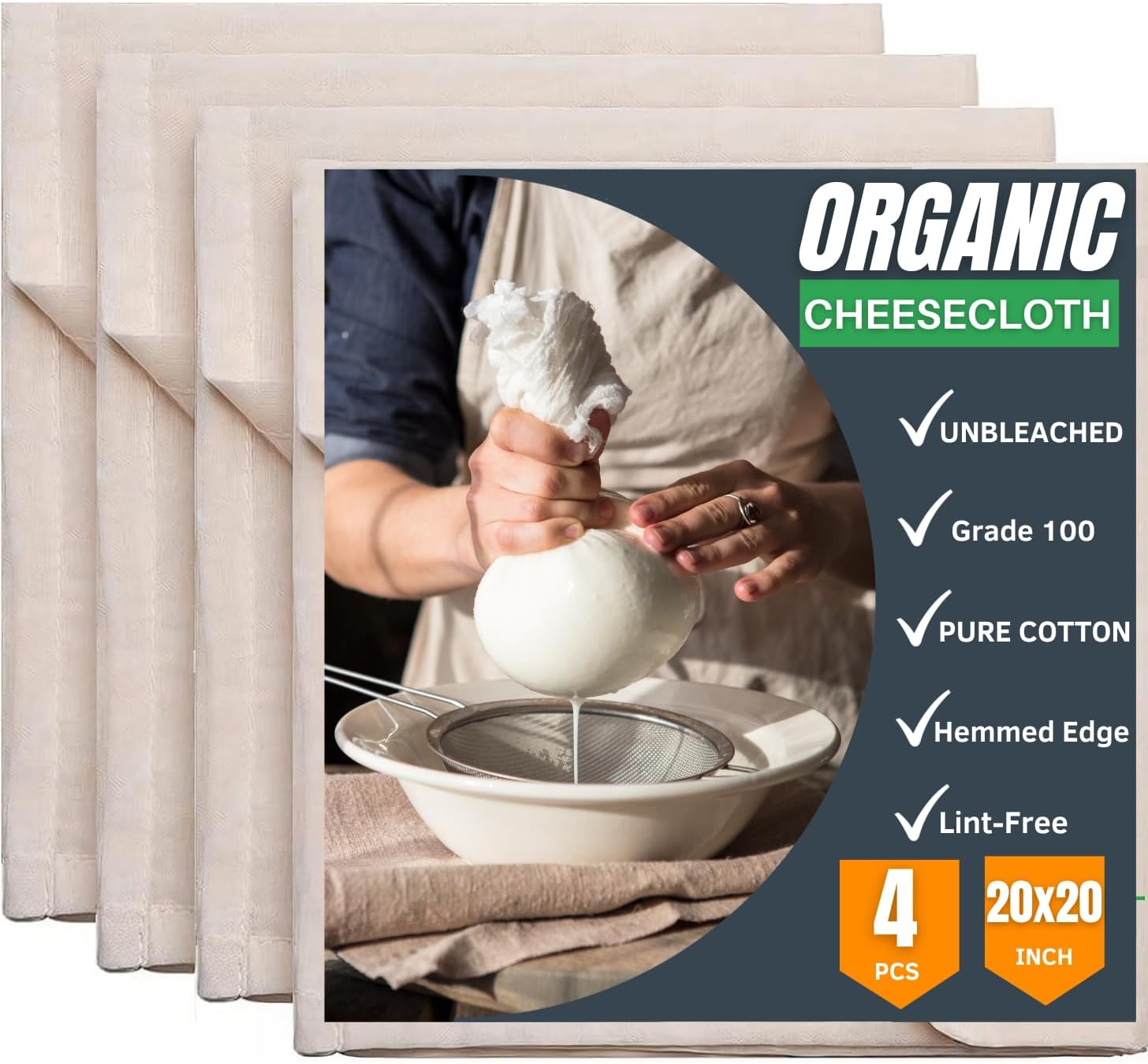 Amazon.com: 4 PCS Straining Cloth- Grade 100, 15x15 inch Hemmed ...