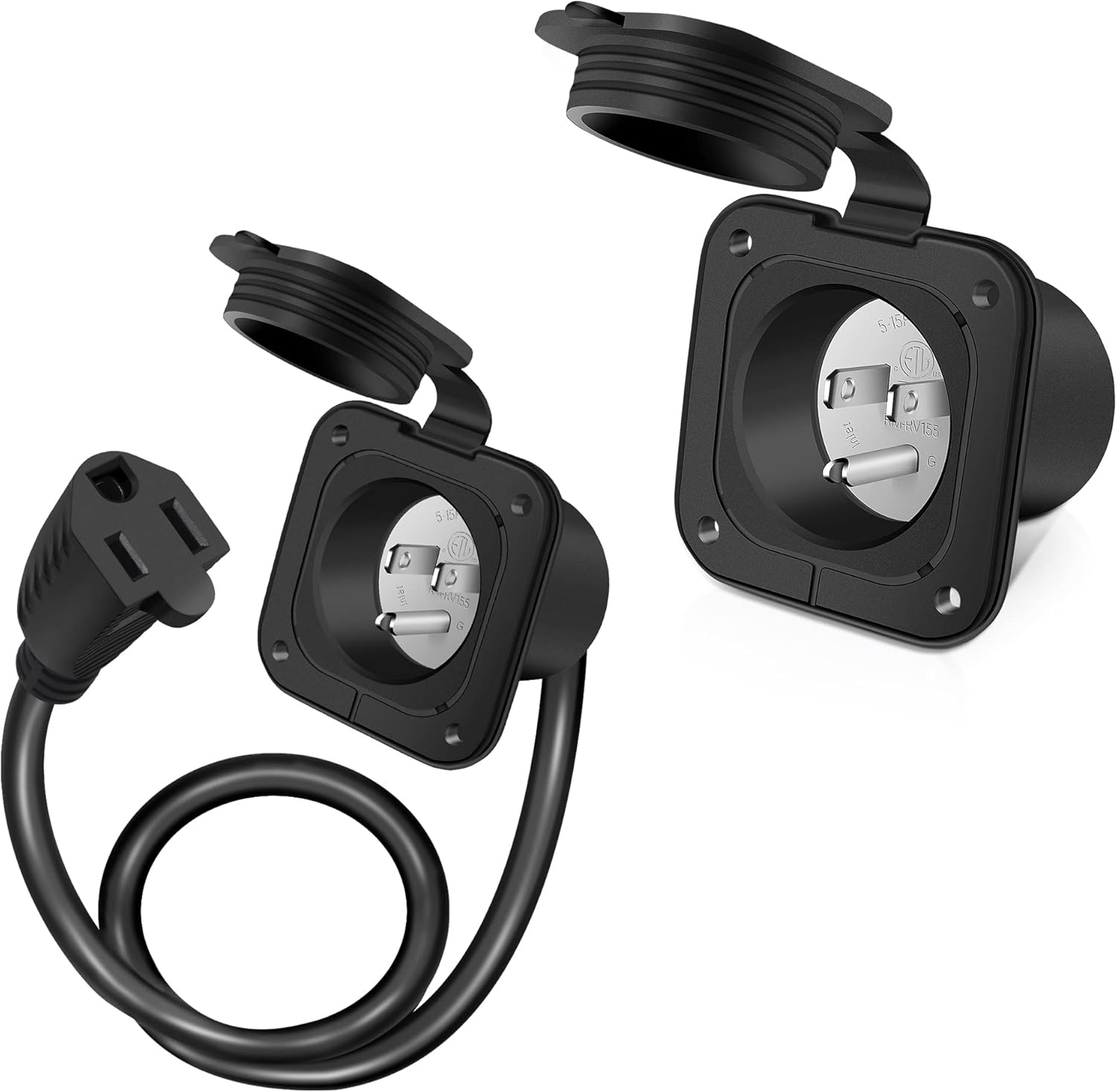 Amazon.com: 15 Amp 125V Flanged Inlet, RV Shore Power Inlet Plug and AC ...