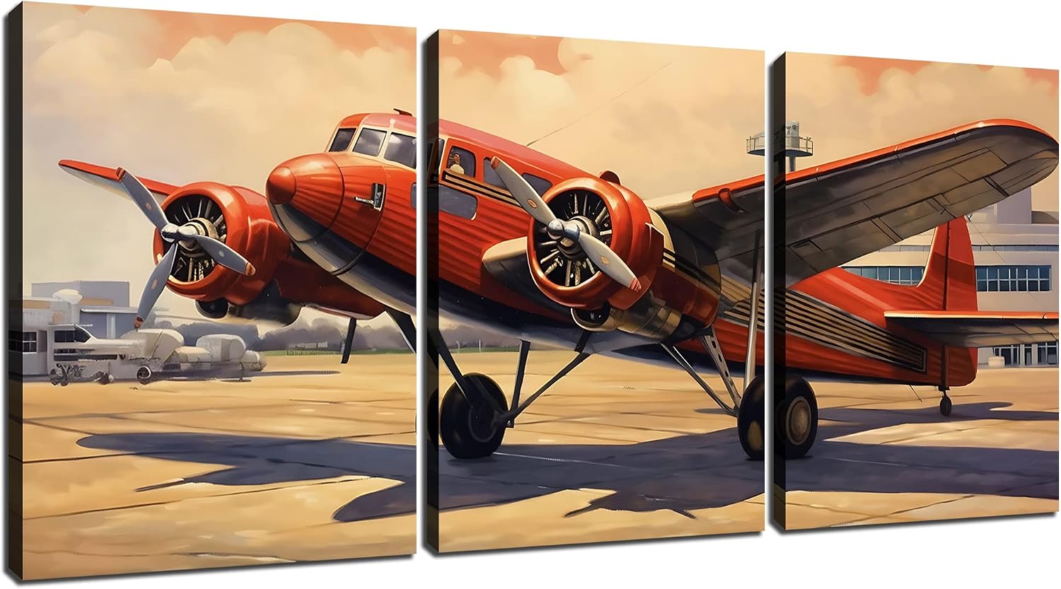 Amazon.com: ArtTrue Spiral Propeller Airplane Canvas Wall Art Red Plane ...