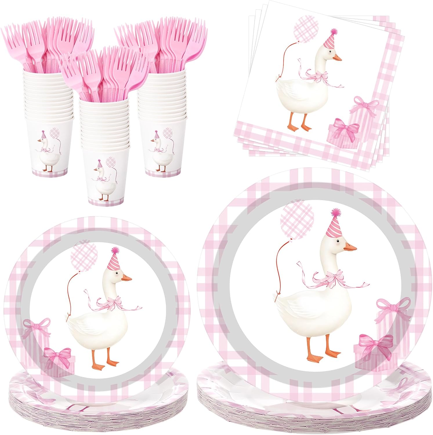 Amazon.com: Havawish 120 Pcs One Silly Goose Birthday Party Tableware ...