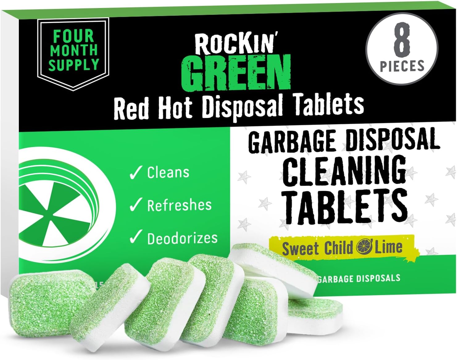 Amazon.com: Rockin' Green Garbage Disposal Cleaner and Deodorizer (8 ...