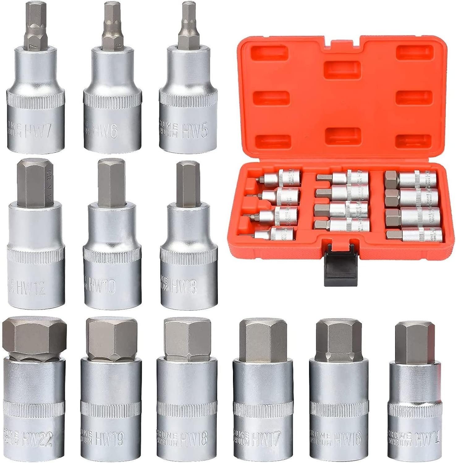 M8 x 55mm 1/2” Drive Short Impact Impacted Allen Hex Key Socket ...