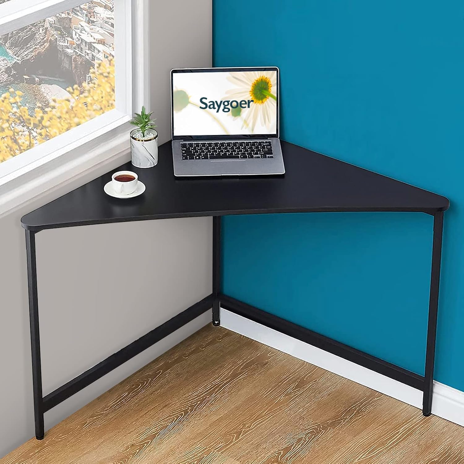 SAYGOER Corner Computer Desk Home Office Workstation Triangle PC Laptop ...