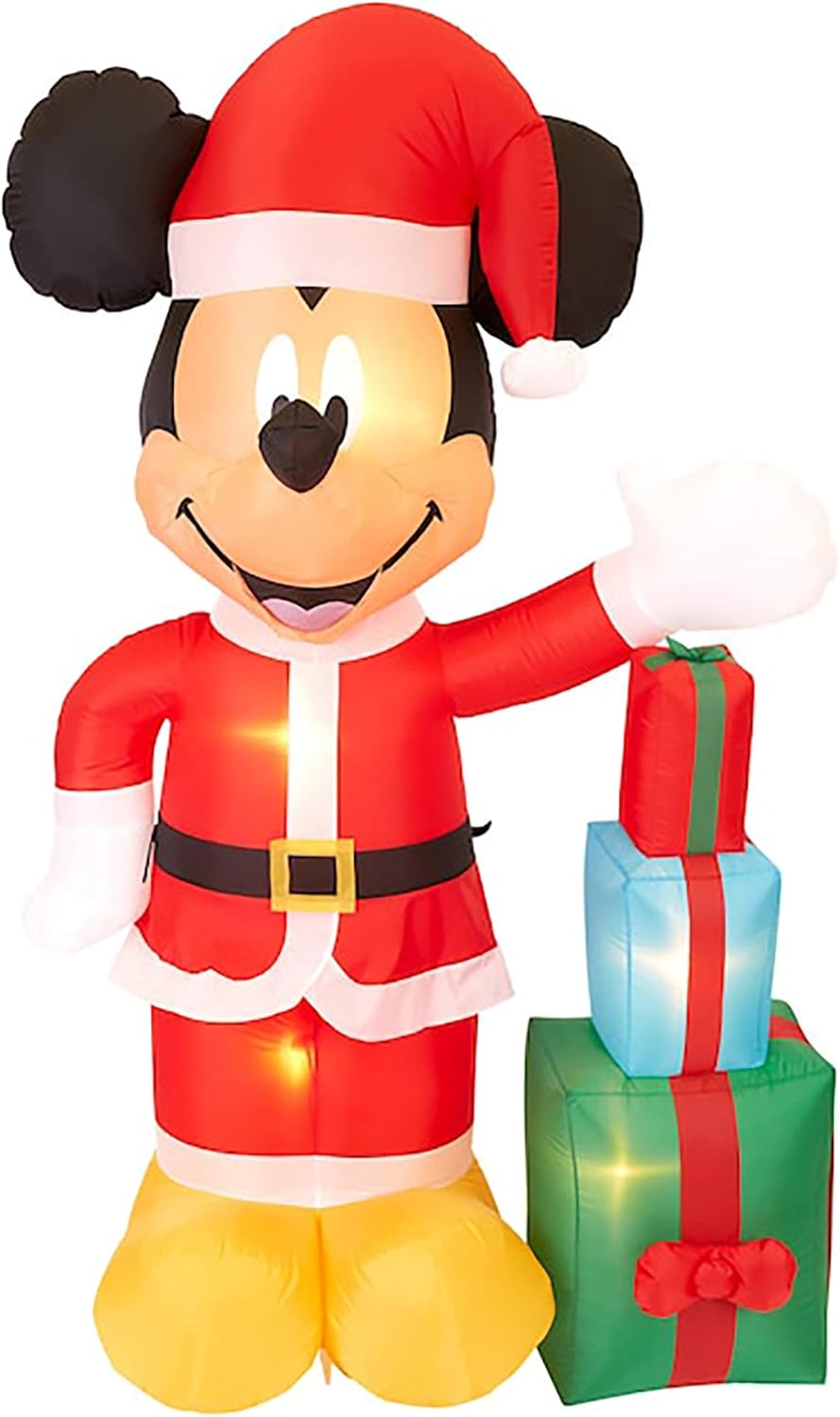 Amazon.com: Gemmy 7Ft.Tall Inflatable Christmas Mickey Mouse Dressed in ...