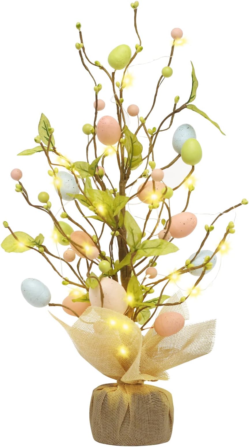 Amazon.com: ZUMILLMN Easter Egg Tree with Lights, Easter Decorations ...