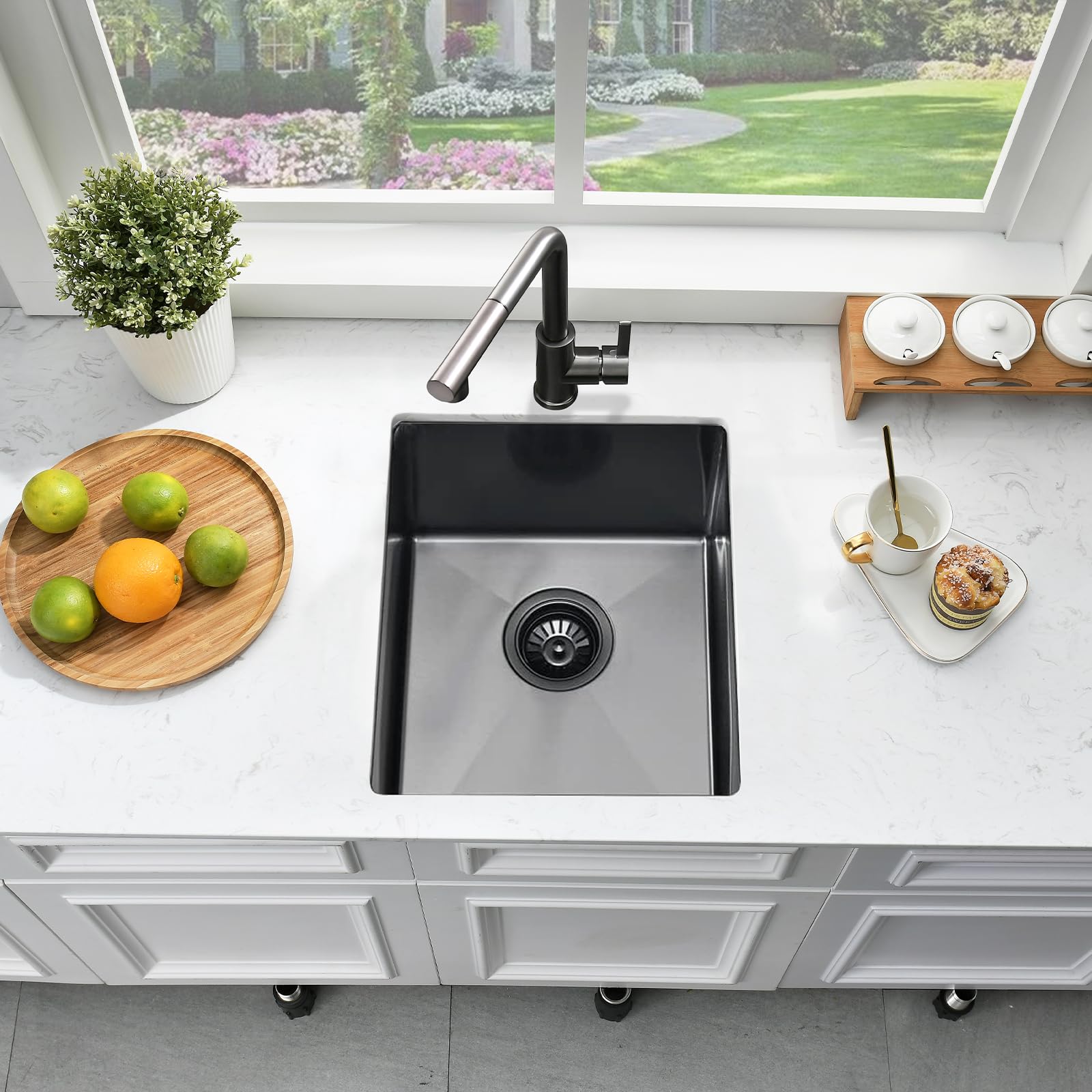 Snapklik.com : Black Undermount Bar Sink-Bokaiya 15x17 Inch Small Bar ...