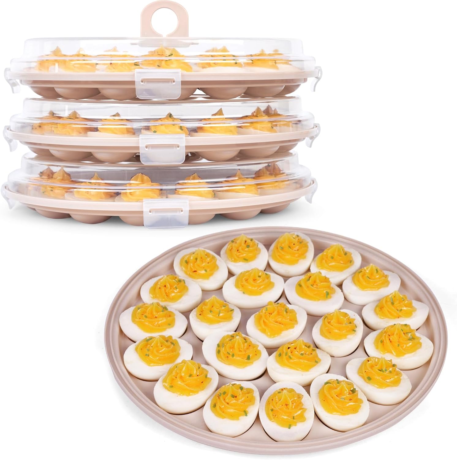 Amazon.com | HANSGO 3PCS Deviled Egg Platter, Brown Deviled Egg ...