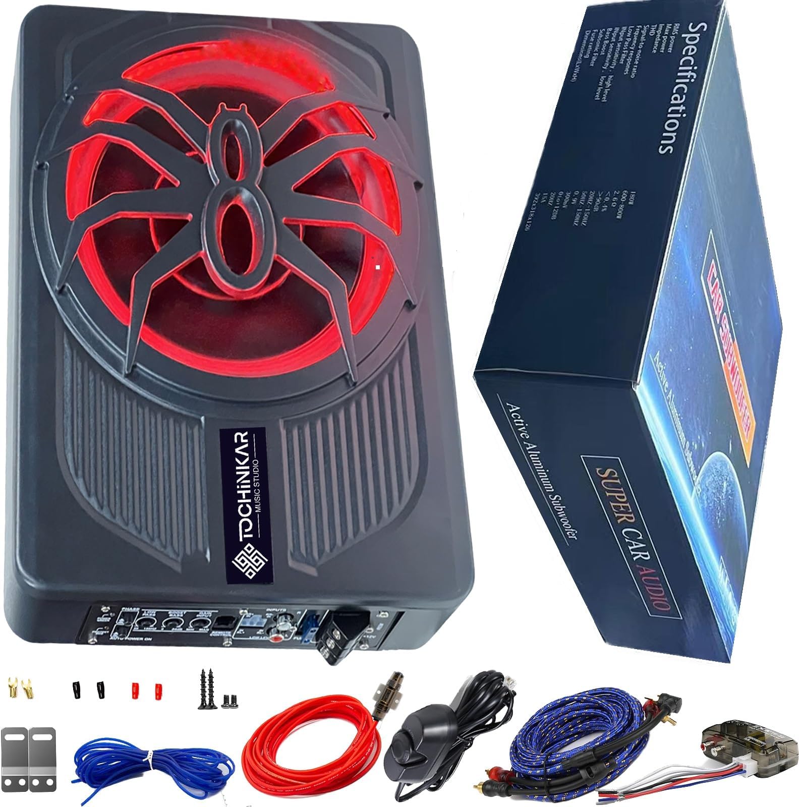 Amazon.com: AINAVI 10" Active Slim Under Seat Car Subwoofer, 800W ...