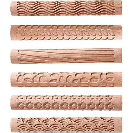 Amazon.com: Wood Clay Pattern Roller Textured Rolling Pin Clay Modeling ...