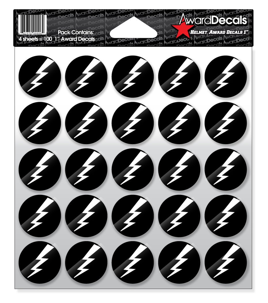 Amazon.com: Award Decals Lightning Bolt (White on Black) Sticker Set ...