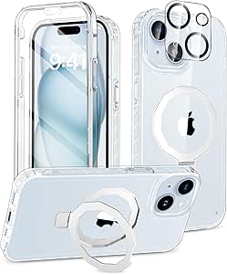 Amazon.com: BANLEA for iPhone 15 Case, Built-in Screen Protector & Seamless Stand, with Camera ...