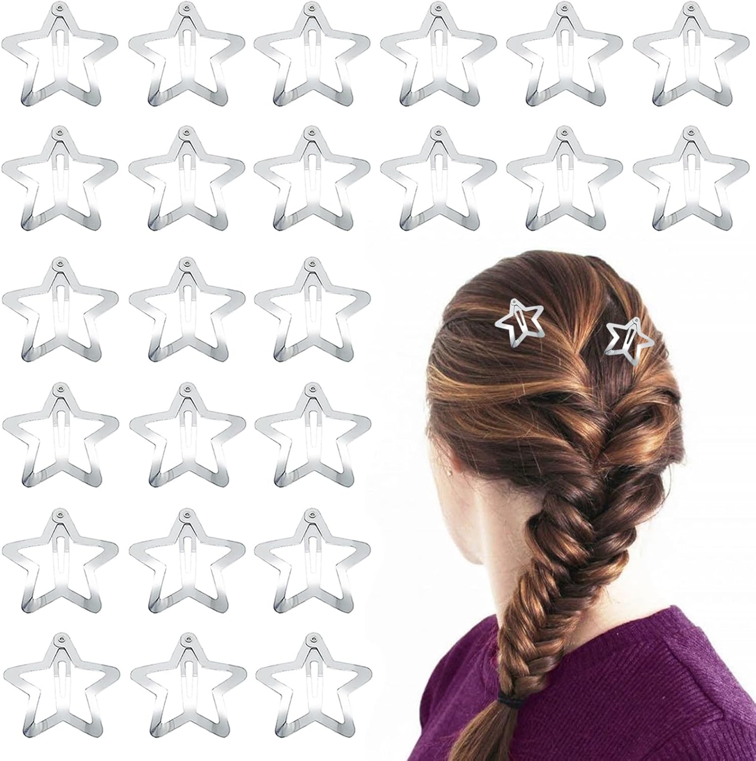 BNXF 30 Pcs Star Hair Clip Y2K Accessories Silver Hair Clips, Silver ...