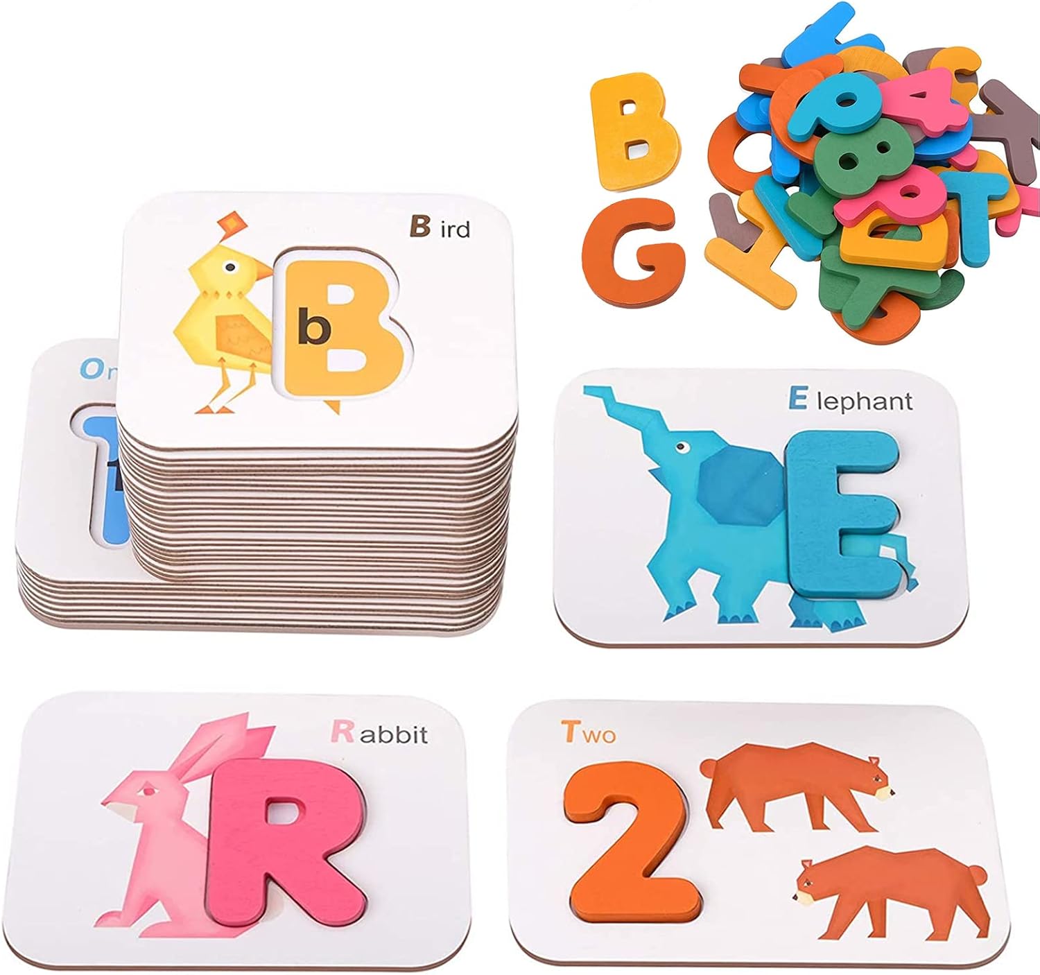 Sizkii Learning Letters & Numbers Flash Cards Set - Alphabet ABC and ...