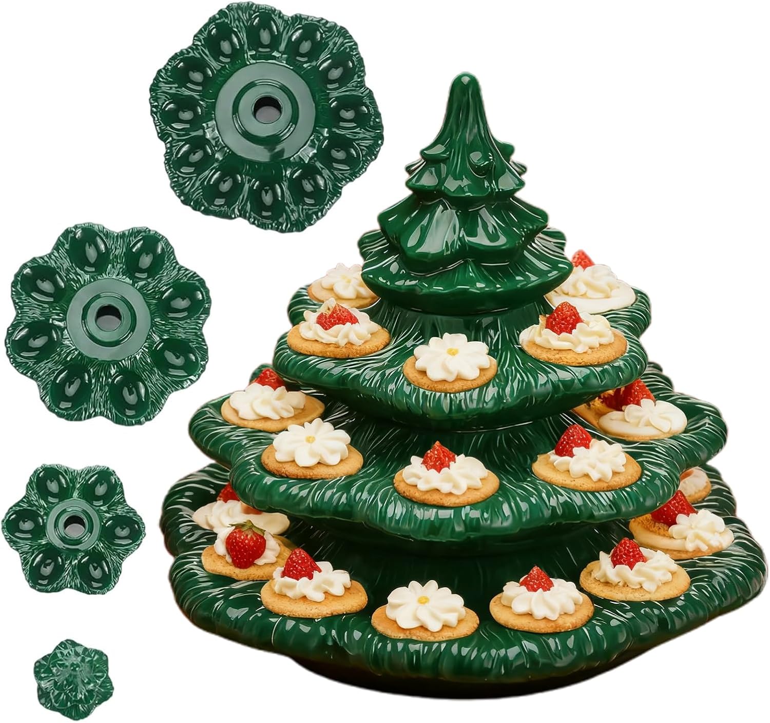 Amazon.com | yoakaiax Deviled Egg Tray Christmas Tree Platter - Green ...