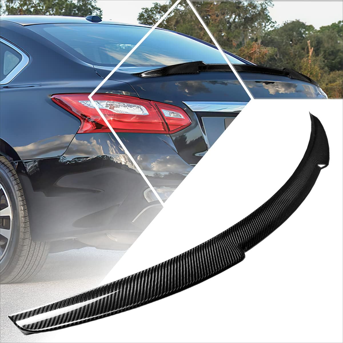 Amazon.com: Real Carbon Fiber V-Style Rear Trunk Lid Spoiler Wing ...