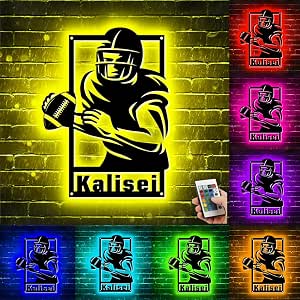Amazon.com : Personalized football player Neon Signs for Wall Decor ...