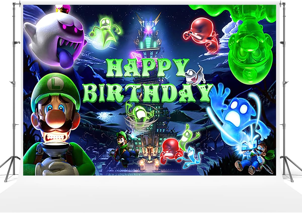 Amazon.com : Game Backdrop for Birthday Party Supplies 59x38in Luigi ...