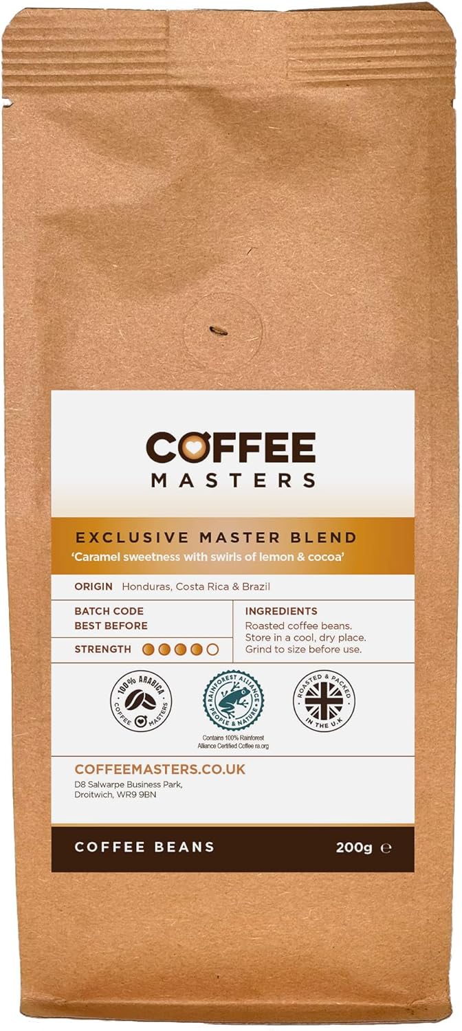 Coffee Masters Exclusive Master Blend Coffee Beans 200g : Amazon.co.uk ...