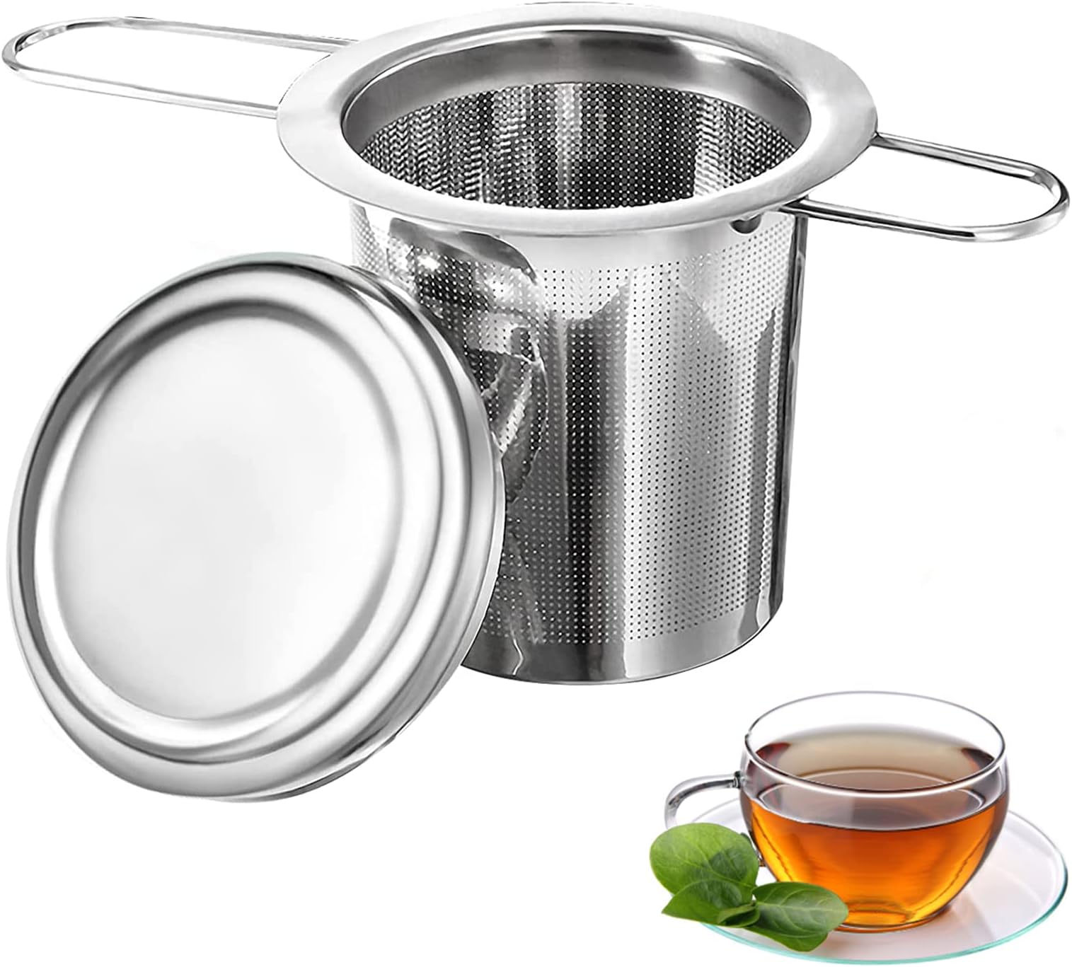 Winzwon Teesieb, Teefilter mit Deckel, 304 Edelstahl Teesieb für Losen ...