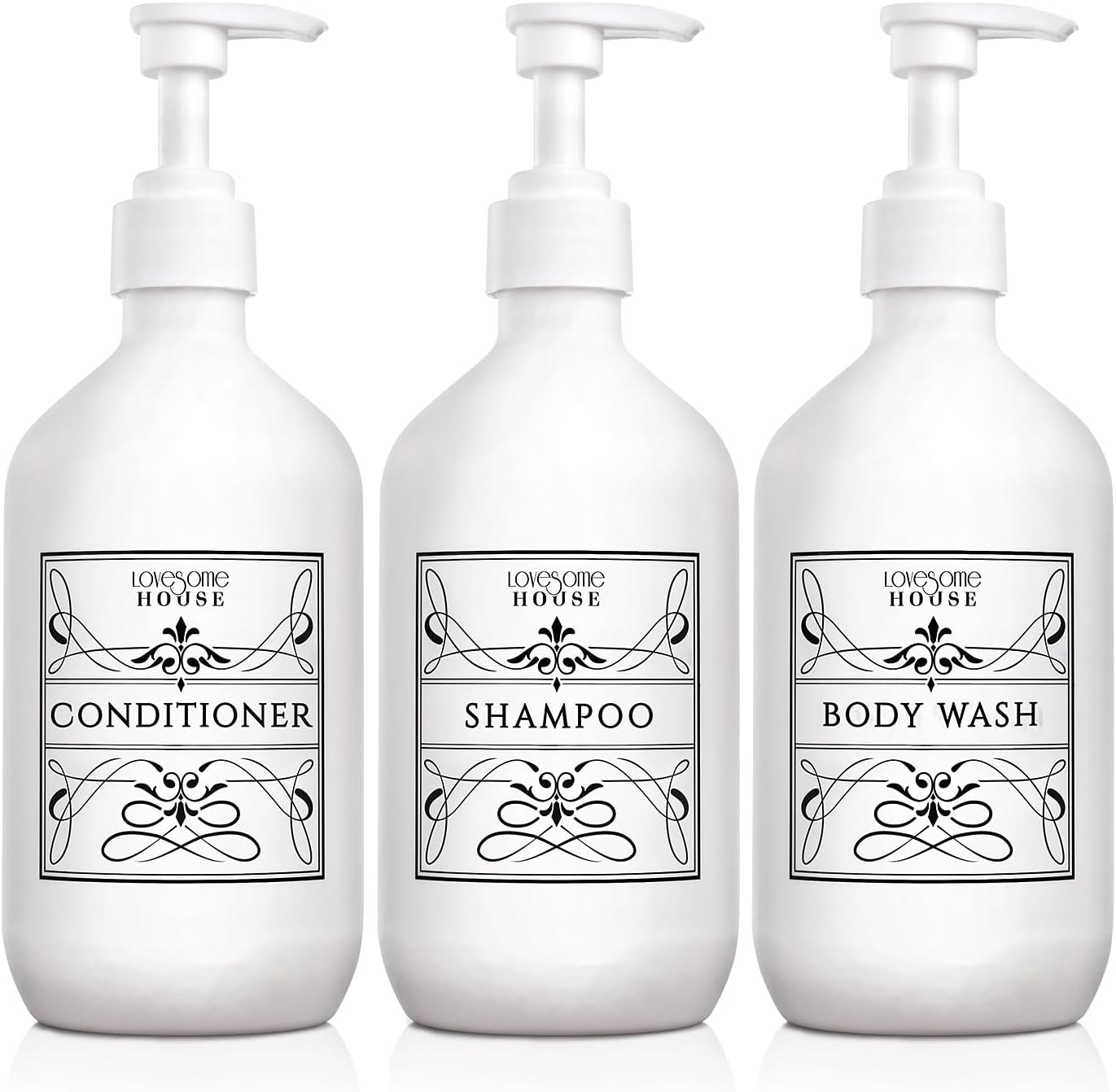 Amazon.com: Lovesome House Refillable Shampoo and Conditioner Bottles ...
