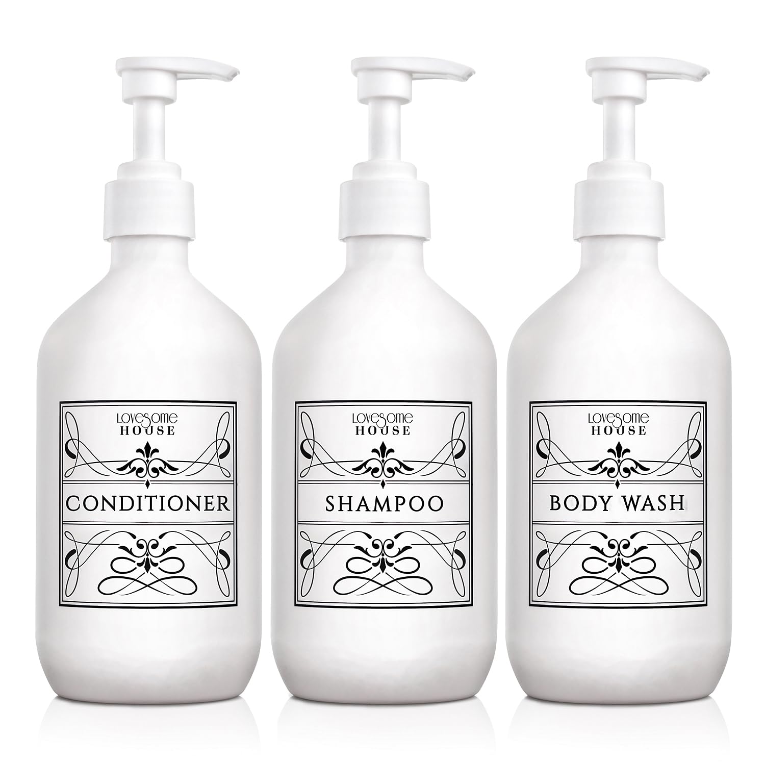 Amazon.com: Lovesome House Refillable Shampoo and Conditioner Bottles ...