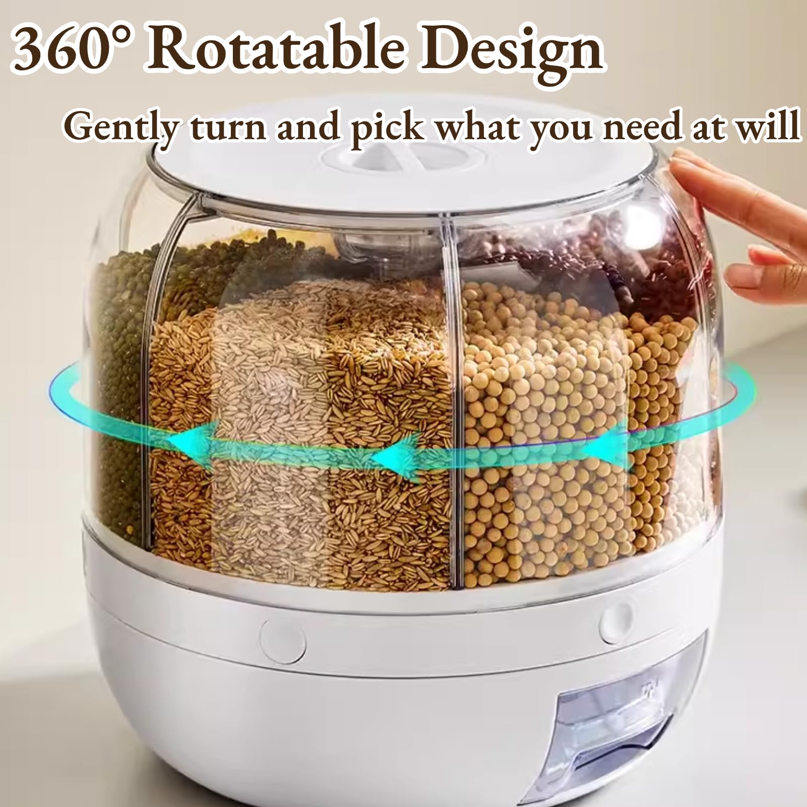 Snapklik.com : GOVNPJ Rotating Rice & Grain Dispensers - 22lbs, 6 Grid ...