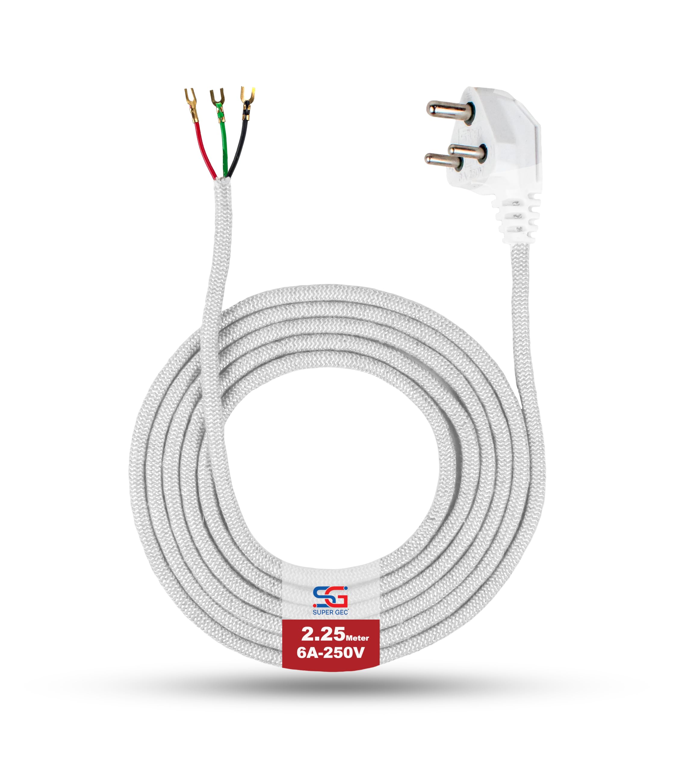 Super GEC Multi Purpose Iron Press Power Cord | 3 Pin Top 6A 250V | 100% Pure Copper Wire ...