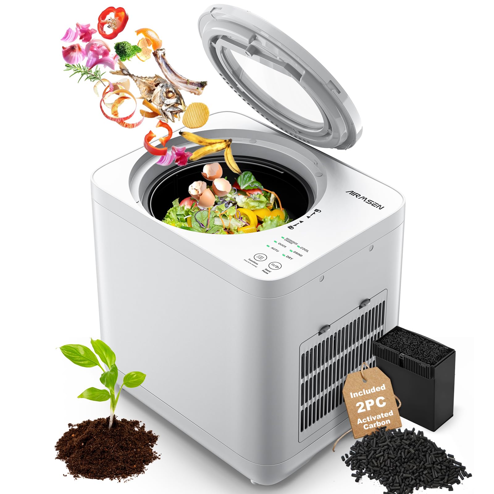 Amazon.com : AIRMSEN 4L Electric Kitchen Composter 3-5H Rapid ...