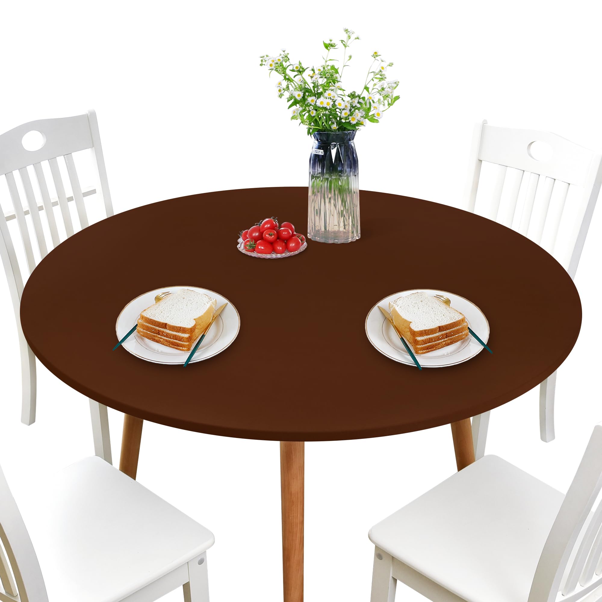 Amazon.com: NEWISHER Round Fitted Table Cover Spandex Stretch ...