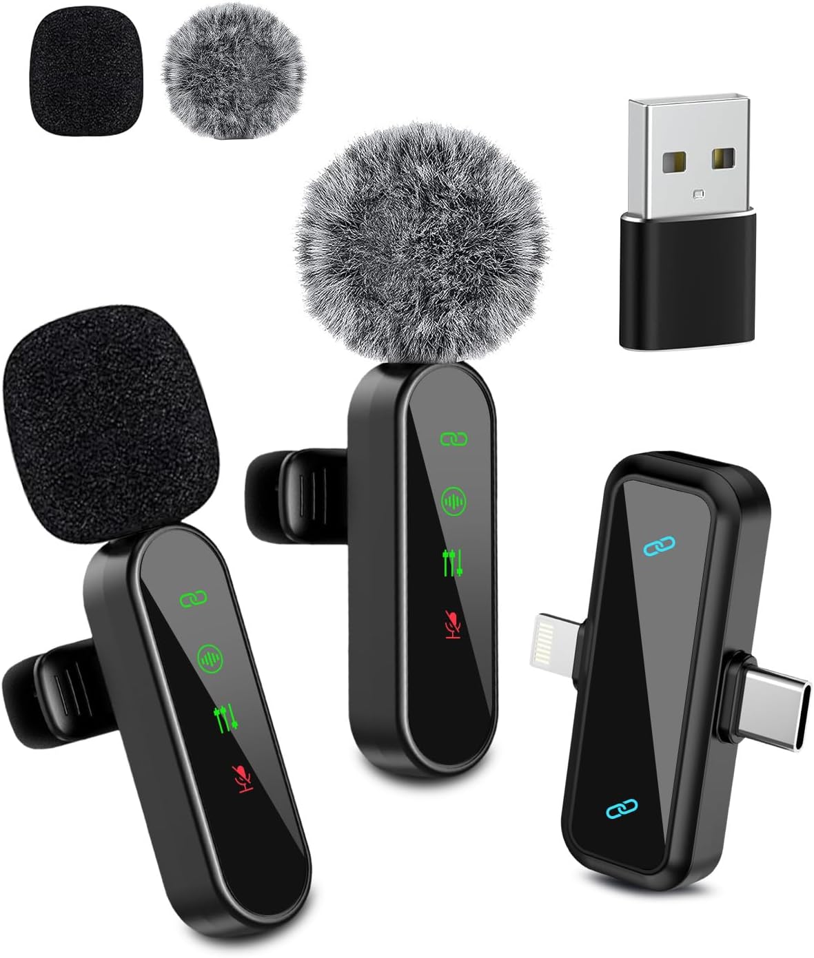 Wireless Lavalier Microphone for Android/iPhone/Computer/Laptop ...