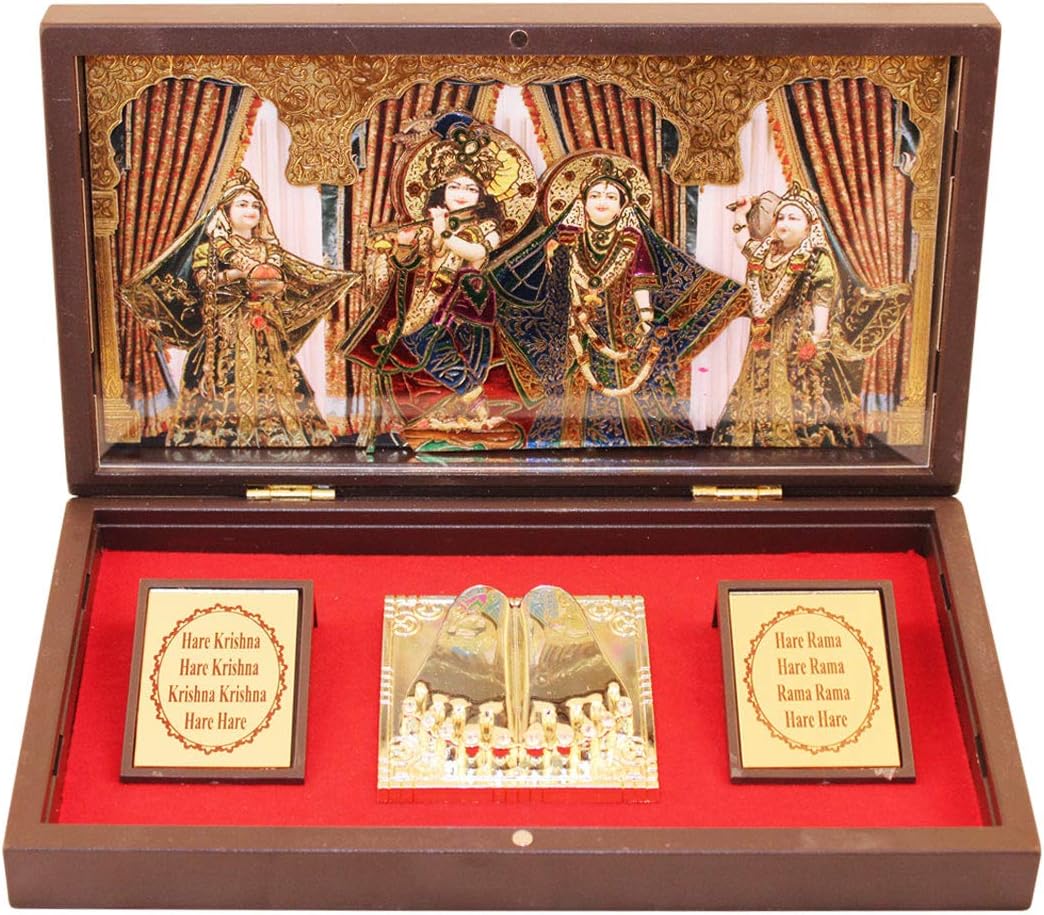 Buy Brass Blessing Gold Plated Lord RADHE Shyam Pocket Temple - an Unique Office/Home Collection ...