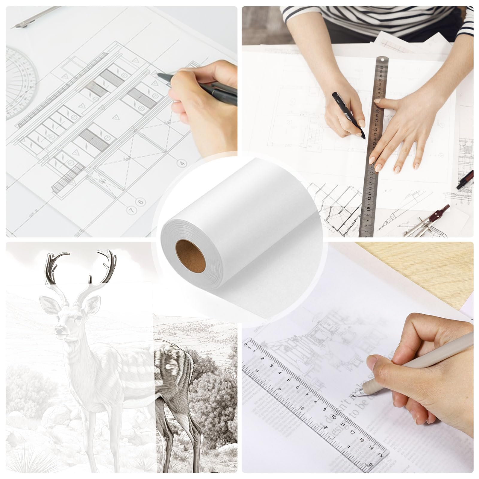Snapklik.com : Tracing Paper Roll 17in X 75yd, White Trace Paper ...