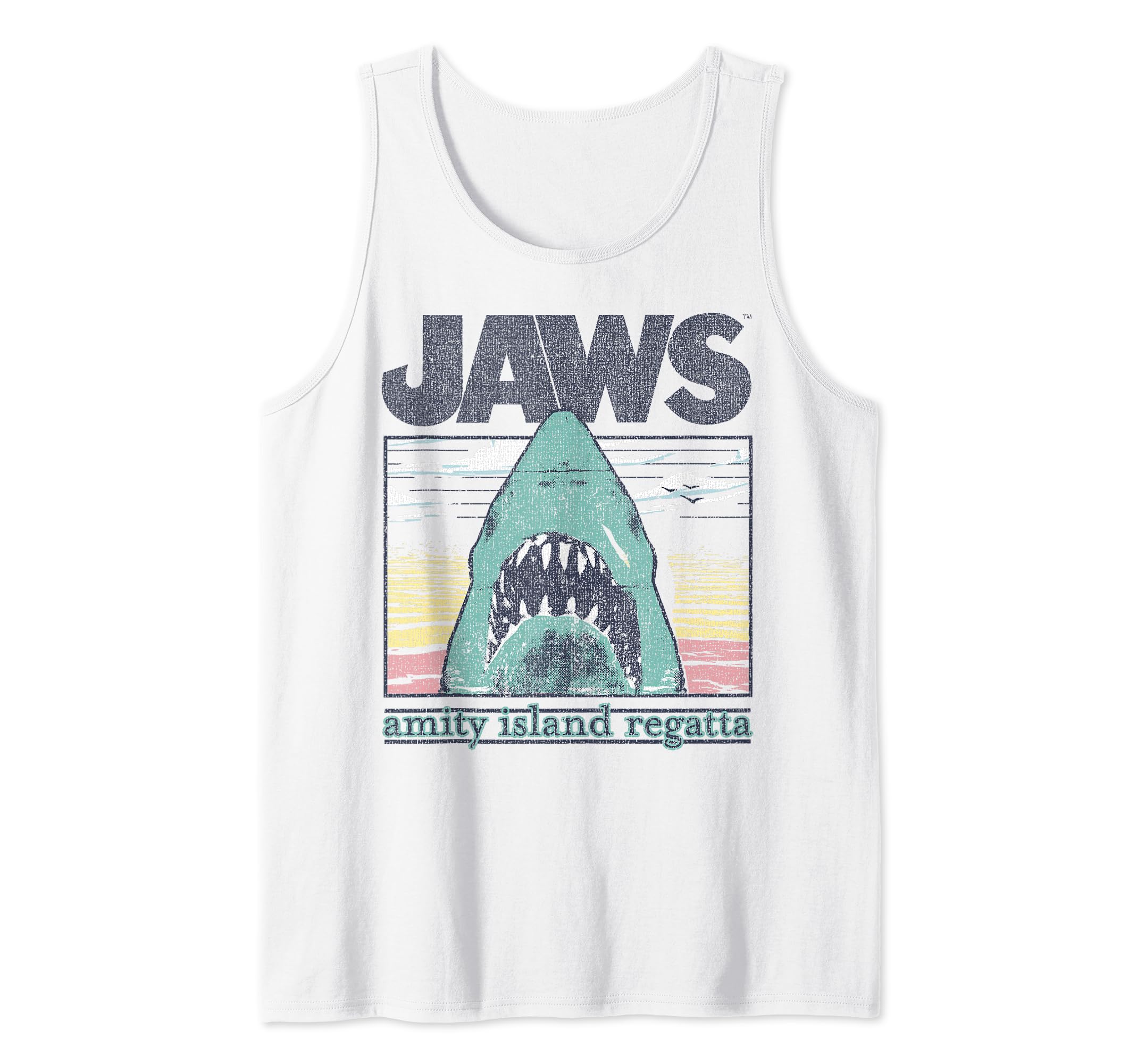 Amazon.com: Jaws Distressed Pastel Amity Island Regatta Portrait Tank ...