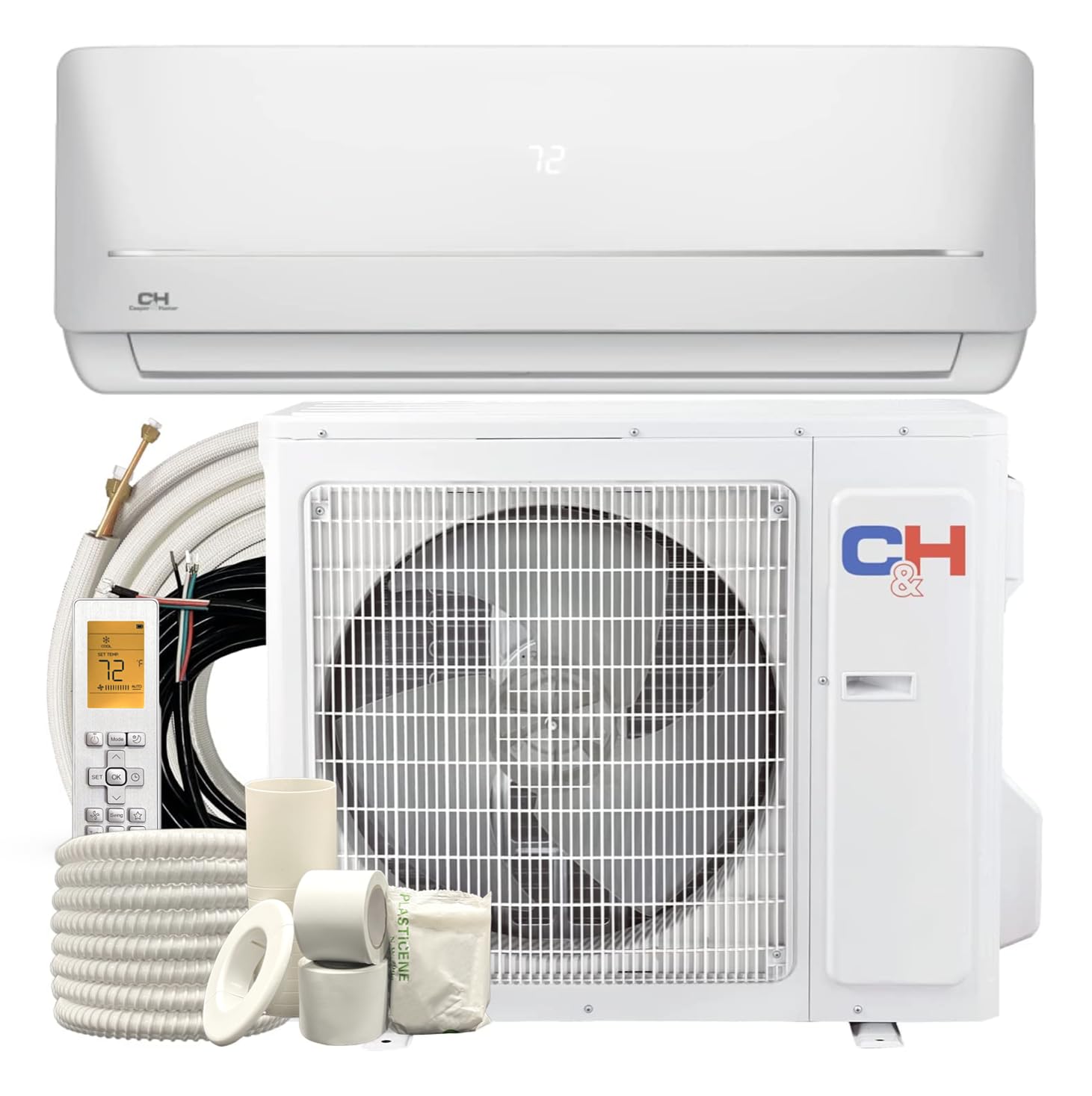 12,000 BTU, 230V, 19 SEER 1 Ton Ductless Mini Split AC/Heating System ...